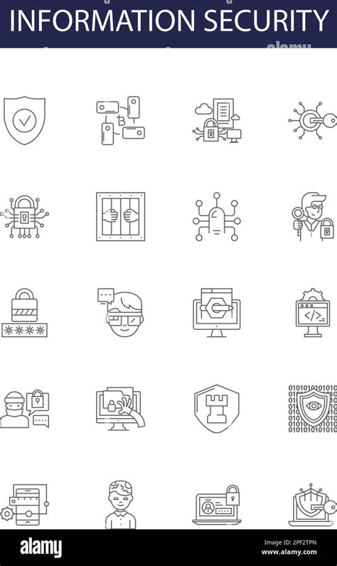 Information Security Line Vector Icons And Signs Security Protection