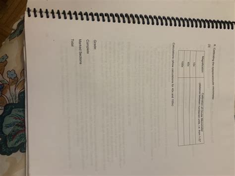 Solved Calibrating The Eyepiece Ocular Micrometer