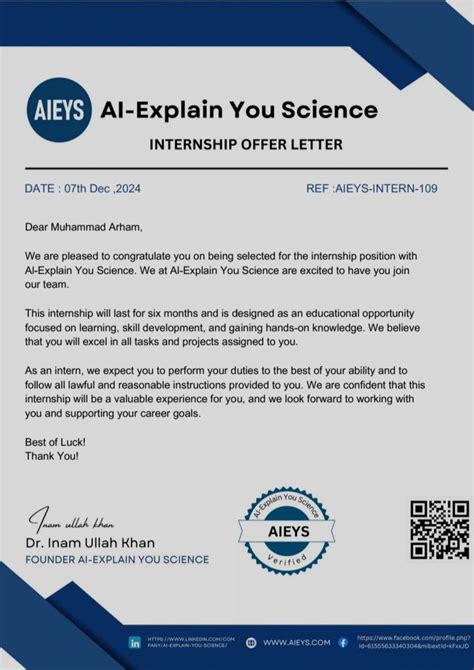 Muhammad Arham On Linkedin I Am Excited To Announce That I Have Been Selected For A Six Month