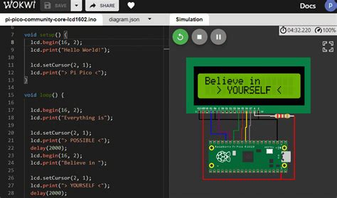 Virtual Raspberry Pi Pico Simulator To Interface LCD To Pico