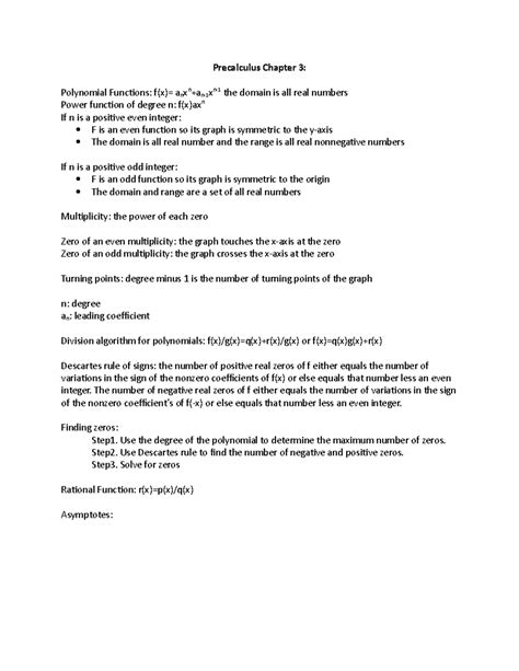 Precalculus Chapter Polynomial Functions Precalculus Chapter Polynomial Functions F X
