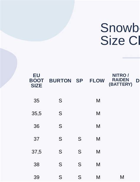 Snowboard Binding Size Chart Pdf