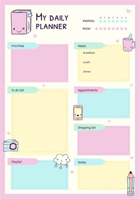 Free Printable Cute Daily Planner Template Free Printable 58 Off