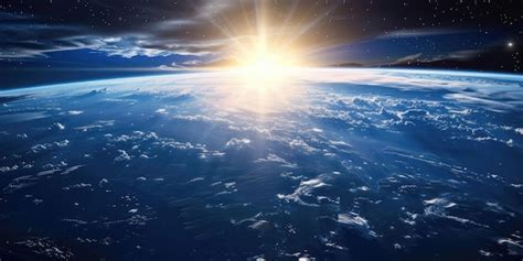 Earths Atmosphere And Sunrise From Space Earthscape Premium Ai