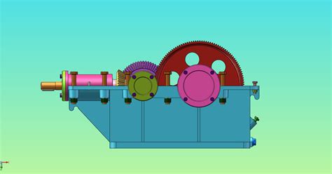 二级圆锥圆柱齿轮减速器 SOLIDWORKS 2019 模型图纸下载 懒石网