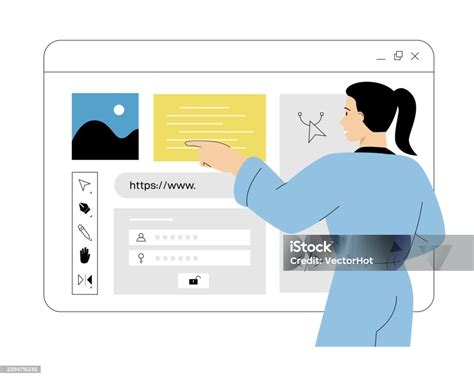 Ux Ui 디자인 컨셉 웹 페이지의 인터페이스 요소 및 브라우저 창 디자이너는 디지털 화면용 사용자 인터페이스를 만듭니다 고립
