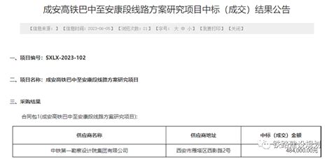 成巴安高铁巴中至安康段线路方案研究中标成安项目规划