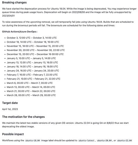 Github Actions Ubuntu 1804 에러 20230328 기준