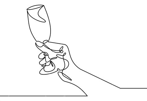 Premium Vector Continuous Line Drawing Of Hand Holding Glass Template