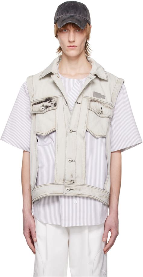 Feng Chen Wang Gray 2 In 1 Shirt And Vest Set Feng Chen Wang