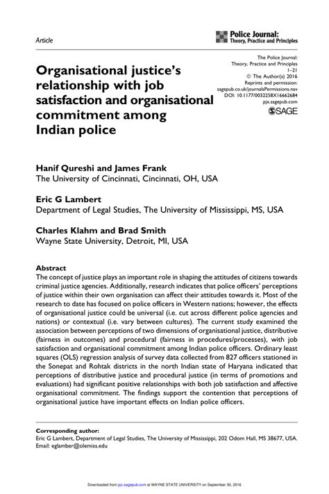 Pdf Organisational Justices Relationship With Job Satisfaction And Organisational Commitment
