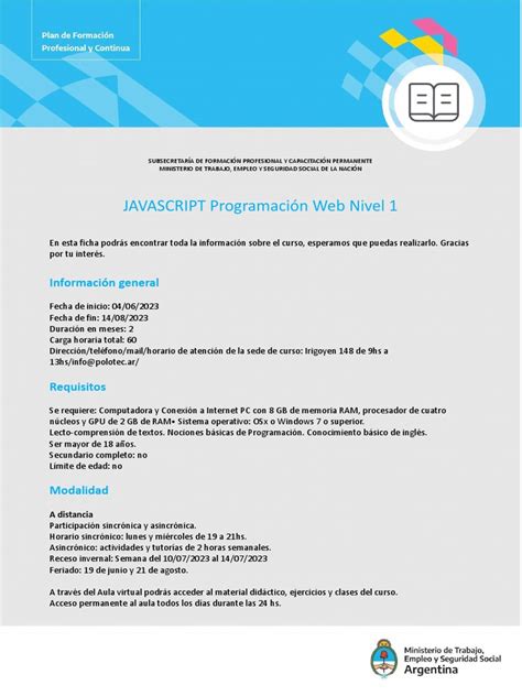 Javascript Programación Web Nivel 1 Pdf Sitios Web Red Mundial
