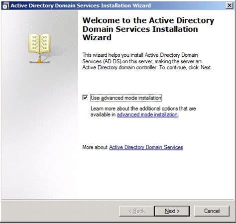 dcpromo advanced mode what does it do the things that are better