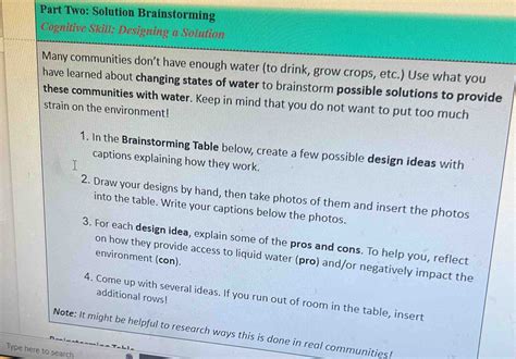 Solved Part Two Solution Brainstorming Cognitive Skill Designing A