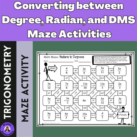 Converting Between Radians Degree And Dms Maze Activity Made By