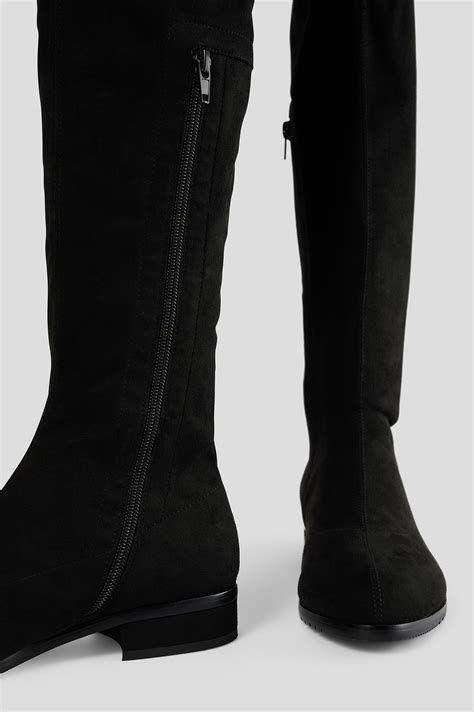 Flat Overknee Boots Svart Na