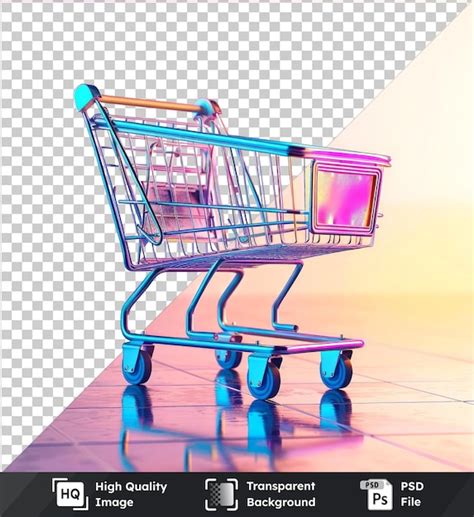 床に隔離されたショッピングカートモックアップの透明な背景 Premium Ai生成psd
