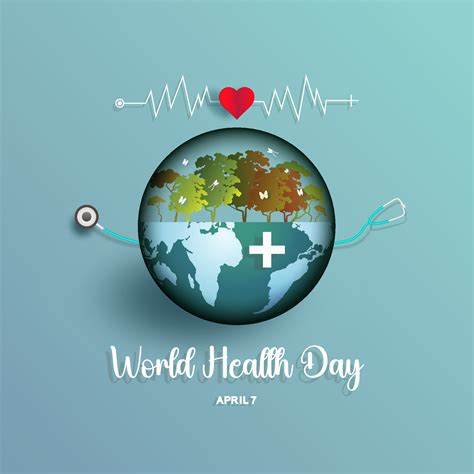 Health World Day Vector Illustration Poster Concept Design With World Map Vector