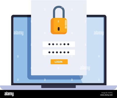 Laptop Showing Login Form With Password Protection System And A Padlock Concept Of Cyber