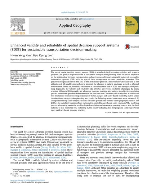 Enhanced Validity And Reliability Of Spatial Decision Support Systems