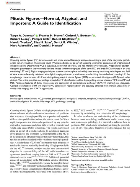 Donovan Et Al 2020 Mitotic Figures Normal Atypical And Imposters A Guide To Identification Pdf