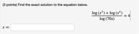 solved 3 points find the exact solution to the equation