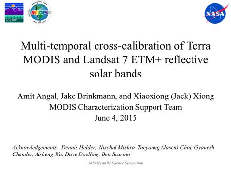 Multi Temporal Cross Calibration Of Terra Modis And Landsat 7 Etm Reflective Solar Bands Docslib