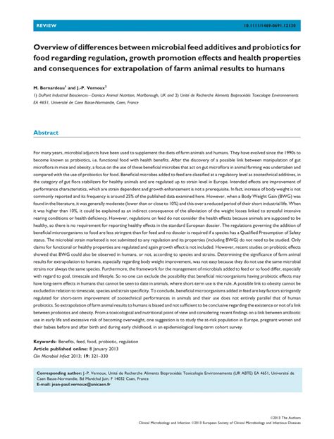 Pdf Overview Of Differences Between Microbial Feed Additives And Probiotics For Food Regarding