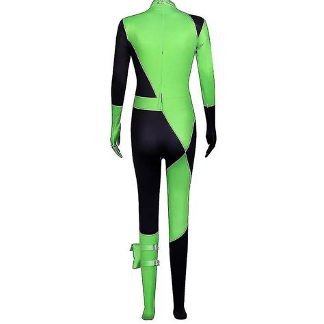 Womens Kim Possible Miss Go Bodysuit Jumpsuit Shego Cosplay Costume