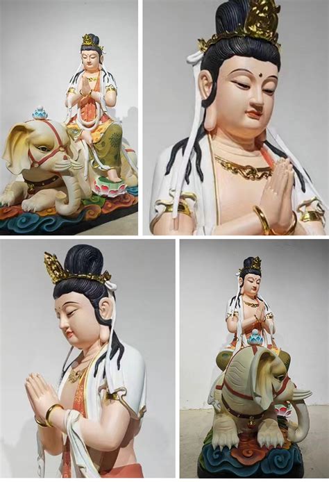 文殊普贤菩萨手作精细彩绘木雕铜雕玻璃钢厂家直销家用佛堂供奉 仙游县迎善永安工艺有限公司官网