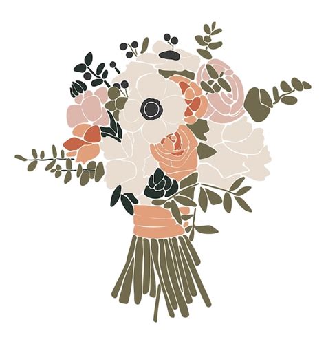 Ramo de flores abstractas ilustración aislada Vector Premium