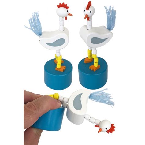 Cute Rooster Wooden Thumb Push Puppet