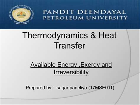 Available Energy Irreversibility Exchargy Pptx Physics Science