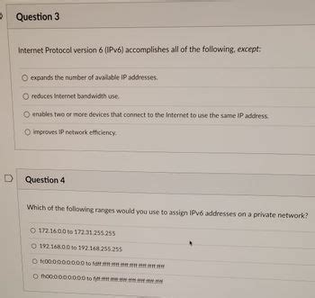 Answered Internet Protocol Version Ipv Accomplishes All Of The