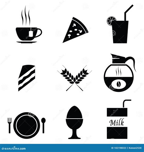 Iconos Del Desayuno Fijados Ilustración Del Vector Ilustración De