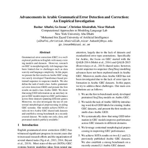 advancements in arabic grammatical error detection and correction an
