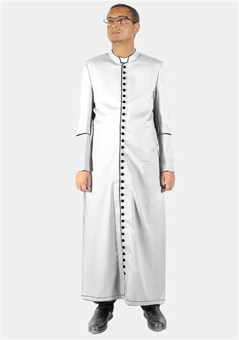 Modern White Cassock Black Piping For Men Eclergys™
