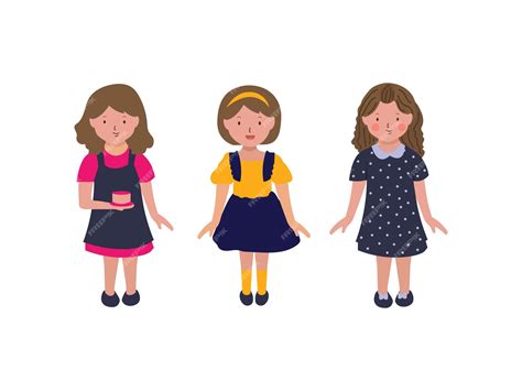 Premium Vector A Cartoon Of Three Girls With Different Hair Styles