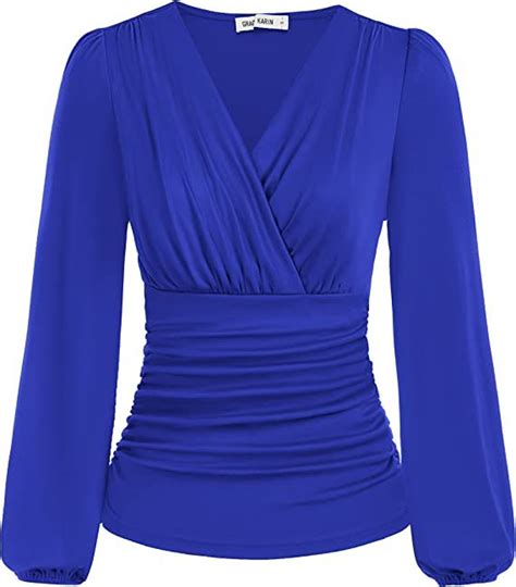 Grace Karin 2025 Womens Tops Elegant Wrap Blouse V Neck Work Shirts