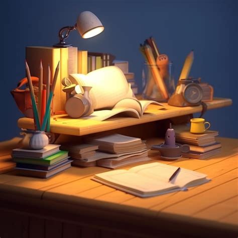Premium Ai Image There Is A Desk With A Lamp Generative Ai