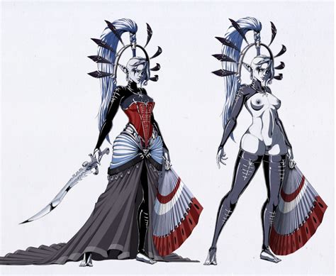 Lewdanon Eldar Yvraine Warhammer 40k Highres 1girl Blue Eyes