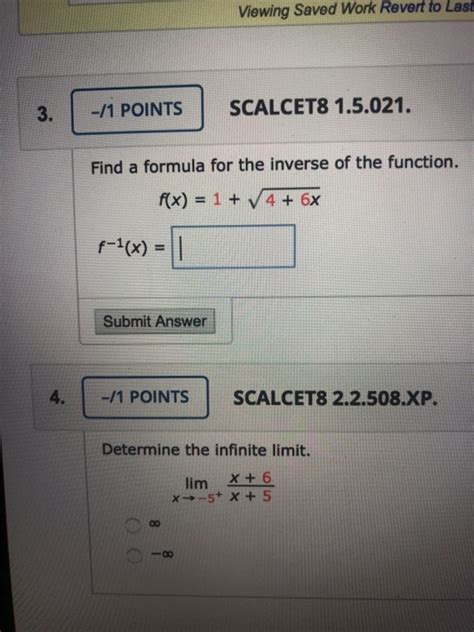 Solved Viewing Saved Work Revert To Last 1 Points Scalcet8