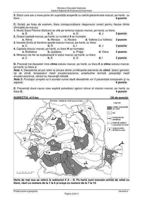 Geografie Bac Modele De Subiecte și Variante Extrase 2011 2015 Artofit