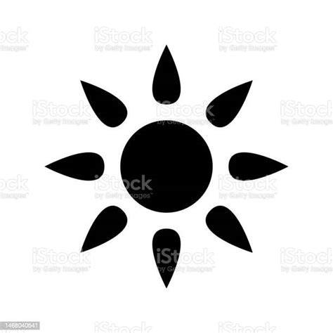 太陽のアイコン黒いシルエット正面図ベクター画像のシンプルなフラットグラフィックイラスト白い背景に分離型オブジェクト隔離する Guiの