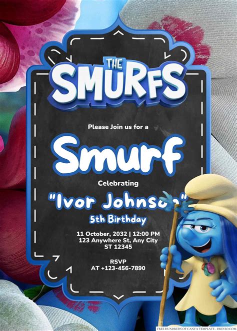 FREE The Smurfs Birthday Invitation Templates