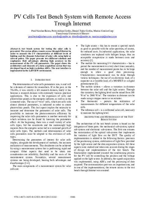 Pdf Pv Cells Test Bench System With Remote Access Trough Internet
