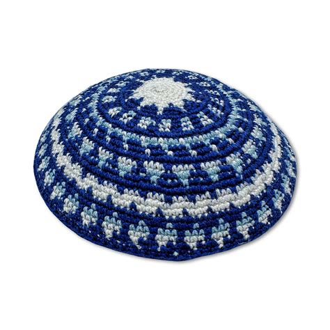 Cotton Hand Made Kippah Blue 14cm Etsy