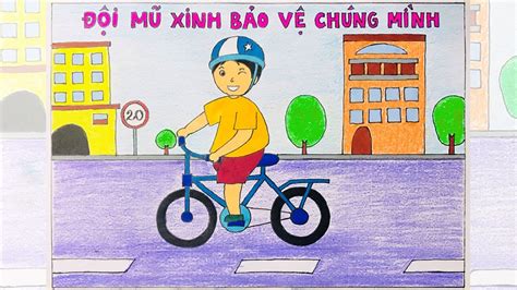 Hình ảnh Vẽ tranh an toàn giao thông đội mũ xinh cho bé