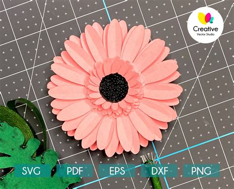 Gerbera SVG Paper Flower Template Creative Vector Studio