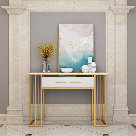 Stylish And Modern 2 Drawers Console Table Entryway Hallway Lobby